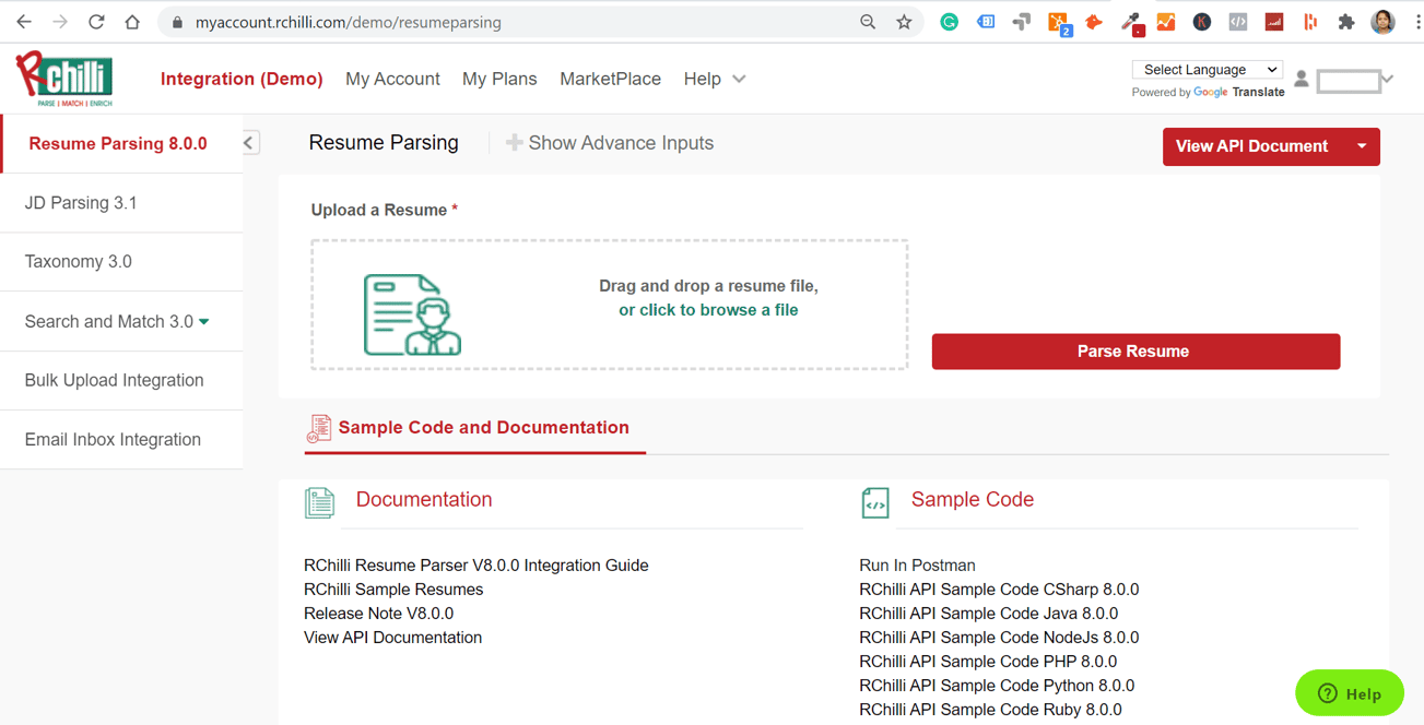 How to Parse Resumes Using RChilli MyAccount? Automated resume Parsing